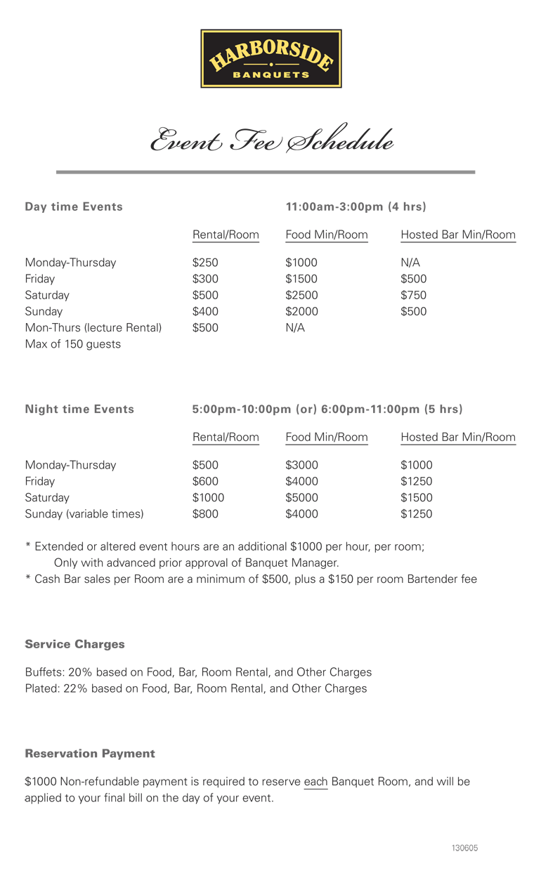 event-fee-schedule - Harborside Banquets